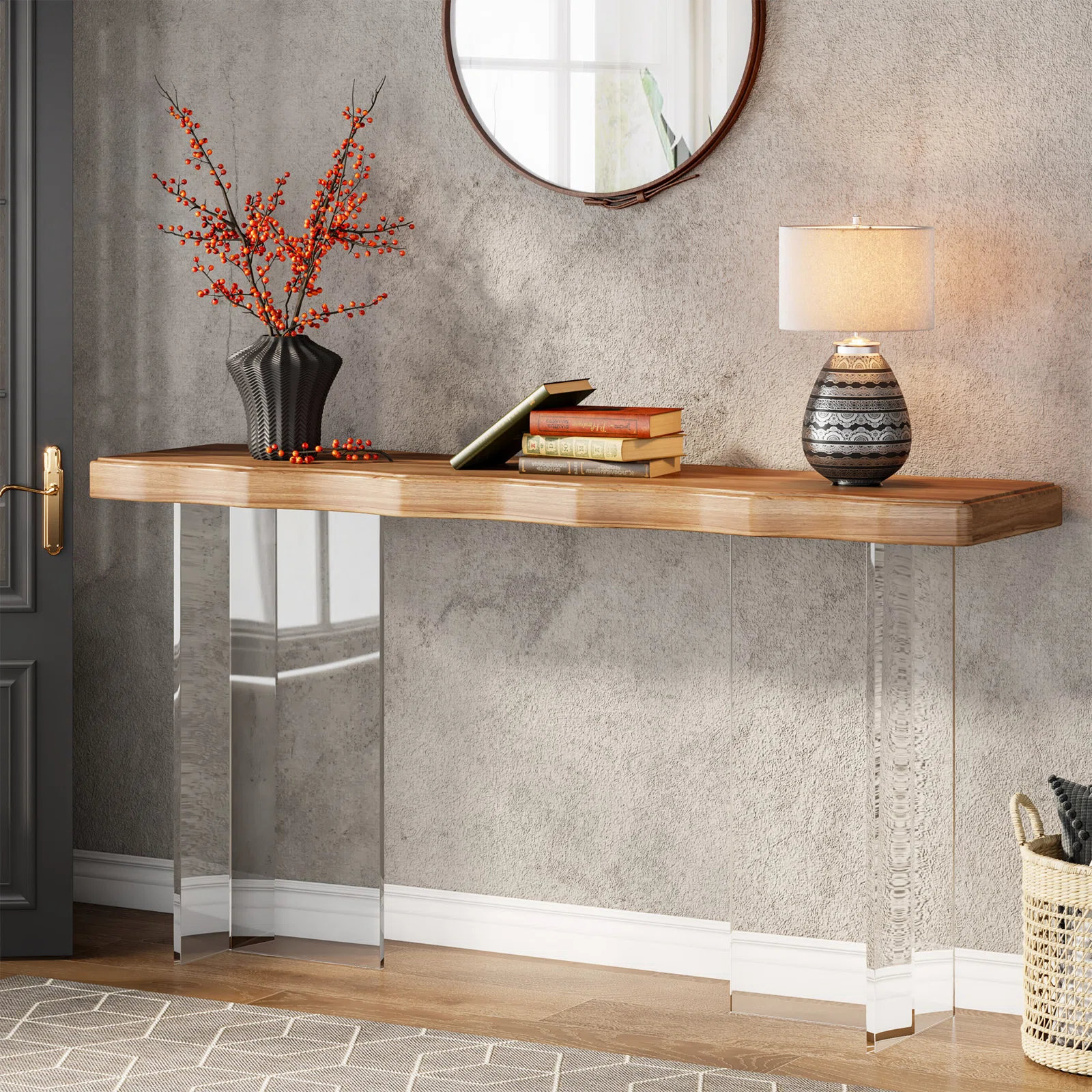 Surikova 47.24 Modern Acrylic Console Table Ebern Designs